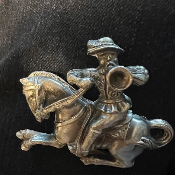 Jewelry | Soldier Blowing Horn On Galloping Horse Silver Pin Brooch ...